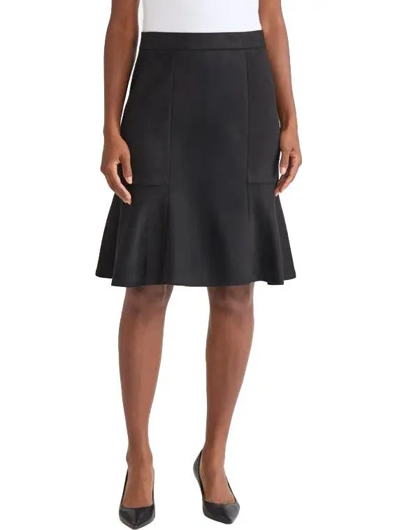 KASPER Flared Pull-on Skirt - Black