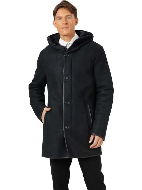 Gorski Shearling Lamb Parka - Navy Pattern