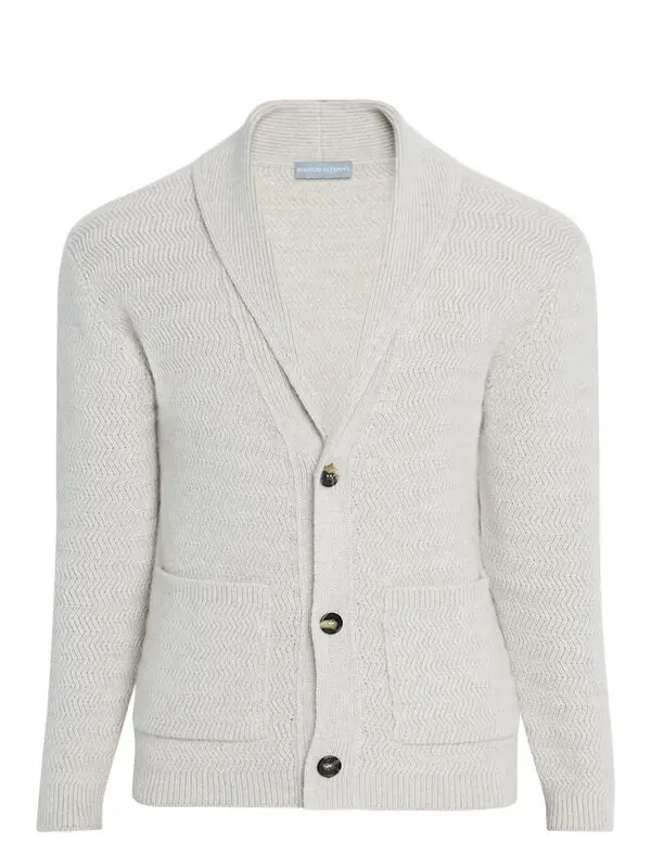 Bergdorf Goodman Cashmere Chevron-knit Cardigan - Beige