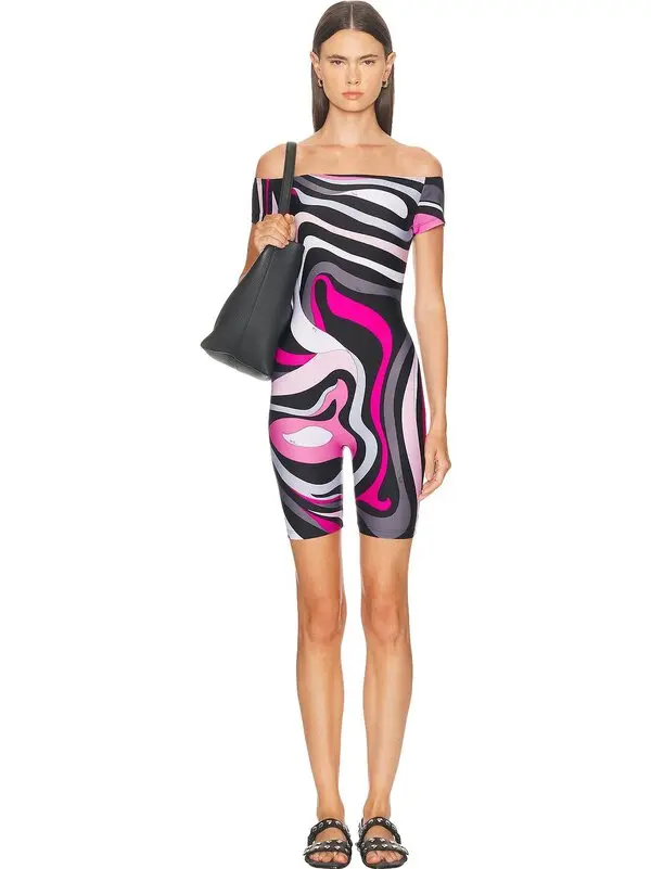 Emilio Pucci Off The Shoulder Romper - Nero & Fuxia
