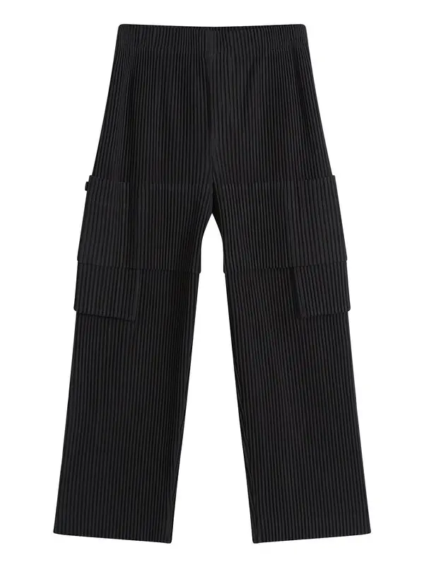 Issey Miyake Homme Plissé Pleated Cargo Trousers - Coke Gray