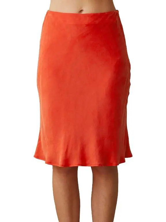 CRESCENT Cupro Tea Length Skirt - Poppy