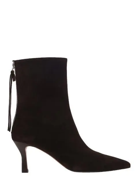 Maje Zipped Suede Ankle Boots - Dark Brown