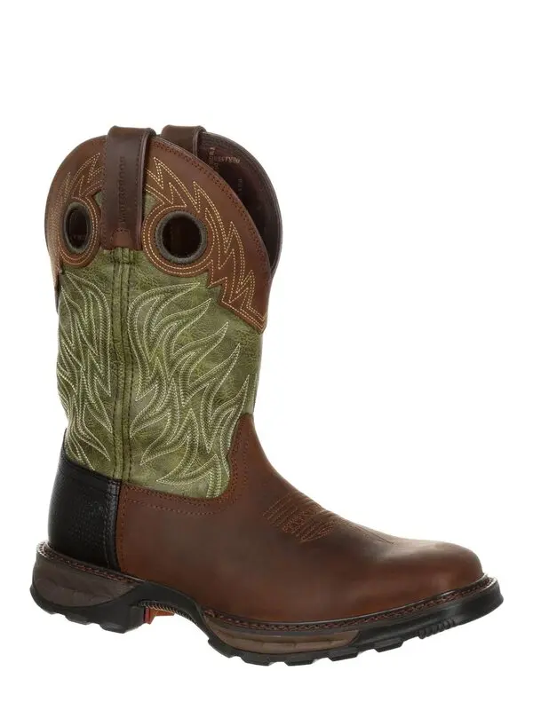 Durango Western Work Boot - Oiled Brown And Forest Green