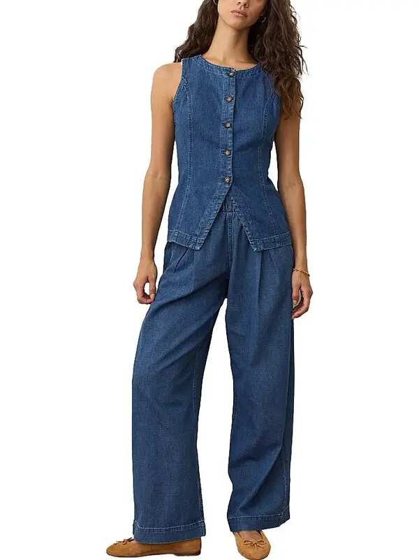 Marine Layer Charlie Denim Vest - Medium Wash