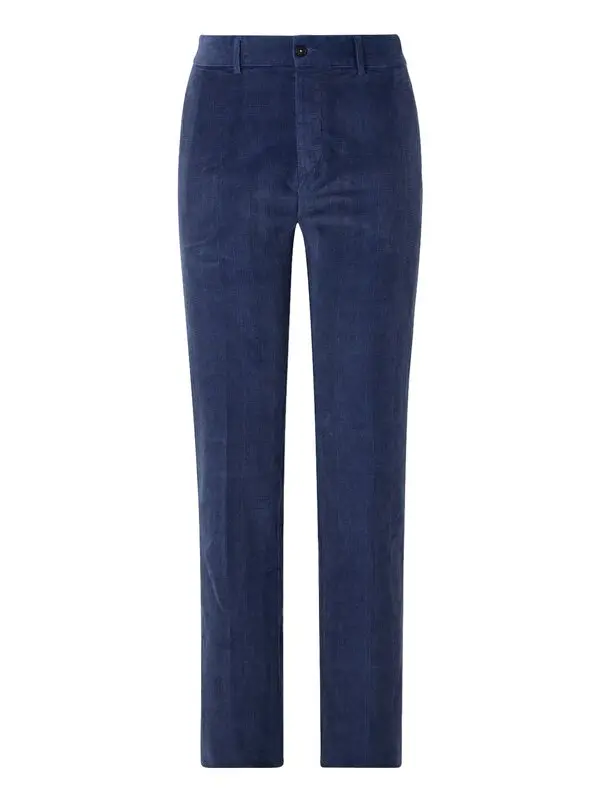 Massimo Alba Mauko Straight-leg Cotton-blend Corduroy Trousers - Blue