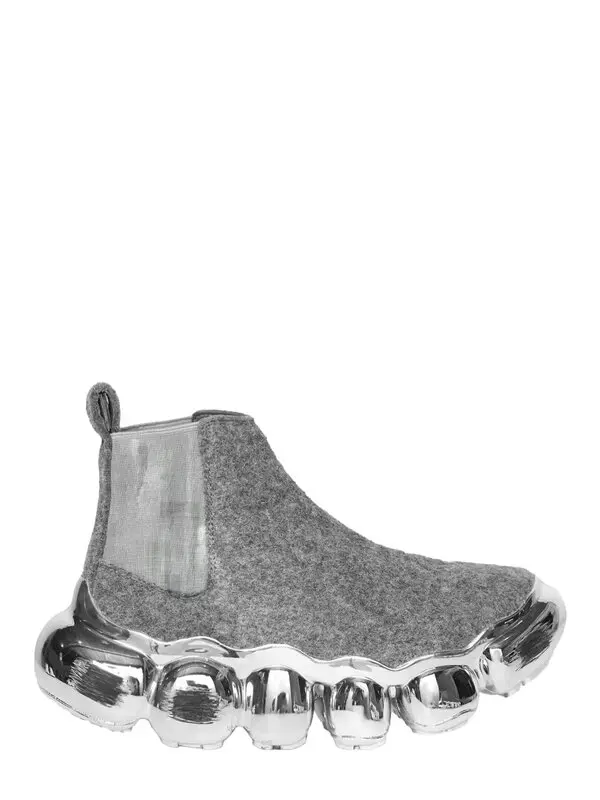 GROUNDS Jewelry Felt Metallic-sole Sneakers - Grey