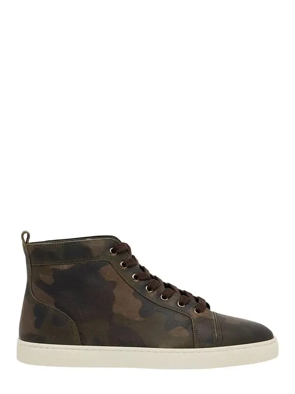 CHRISTIAN LOUBOUTIN Louis Camouflage Leather High-top Sneakers - Brn/grn/blk