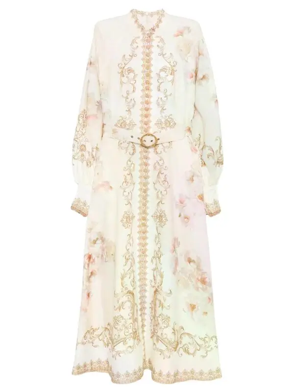 Zimmermann Floral-print Buttoned Dress - Neutrals