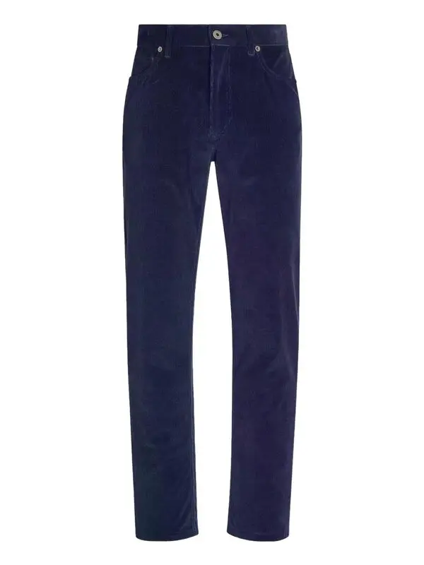 Zegna Logo-patch Corduroy Trousers - Blue