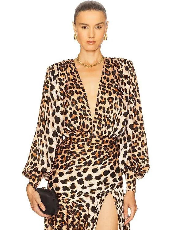 Bronx And Banco Noelle Leopard Bodysuit - Black & Brown