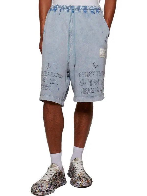 Mihara Yasuhiro Bleached Cotton Shorts - Blue