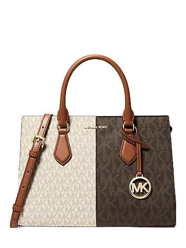 Michael Kors Sheila Medium Two-tone Logo Satchel - Brown