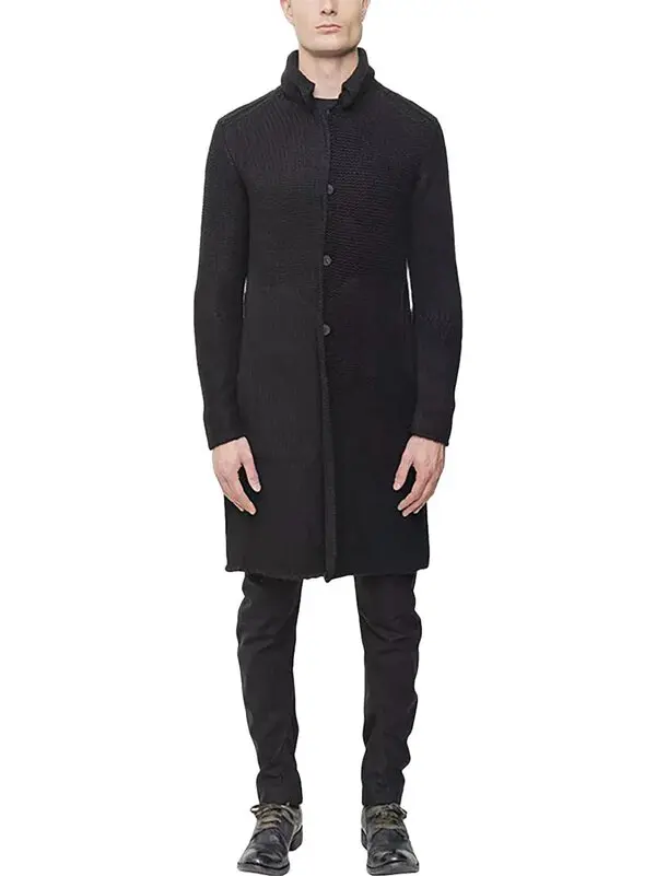 DEVOA Roll-neck Knitted Cardigan - Black