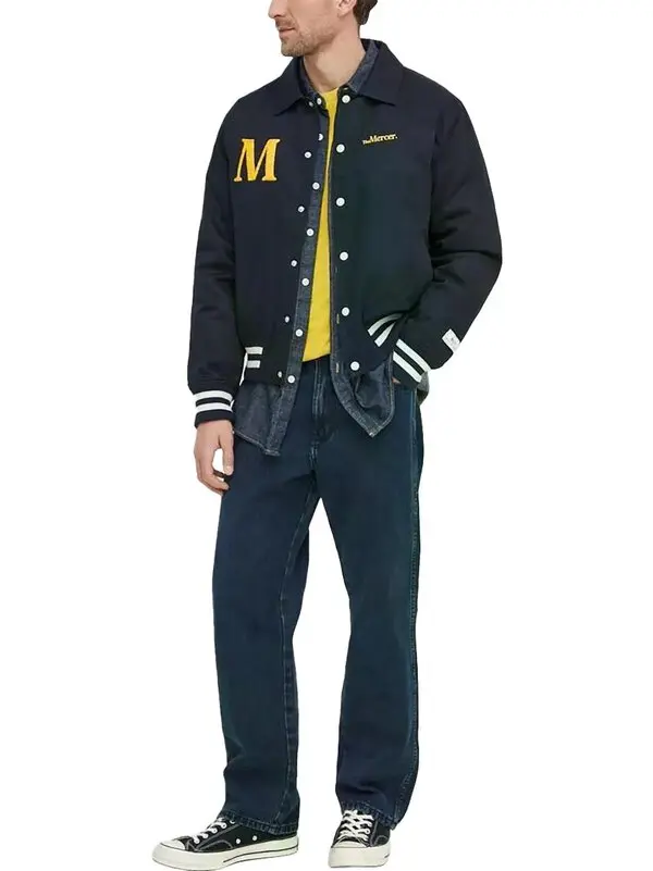 THE MERCER BRAND Varsity M-letter Bomber Jacket - Blue