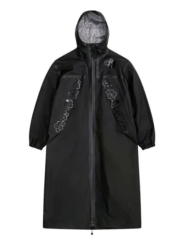 Cecilie Bahnsen Flower-embellished Hooded Raincoat - Black