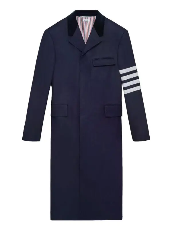 Thom Browne Four-bar Stripe Chesterfield Coat - Blue