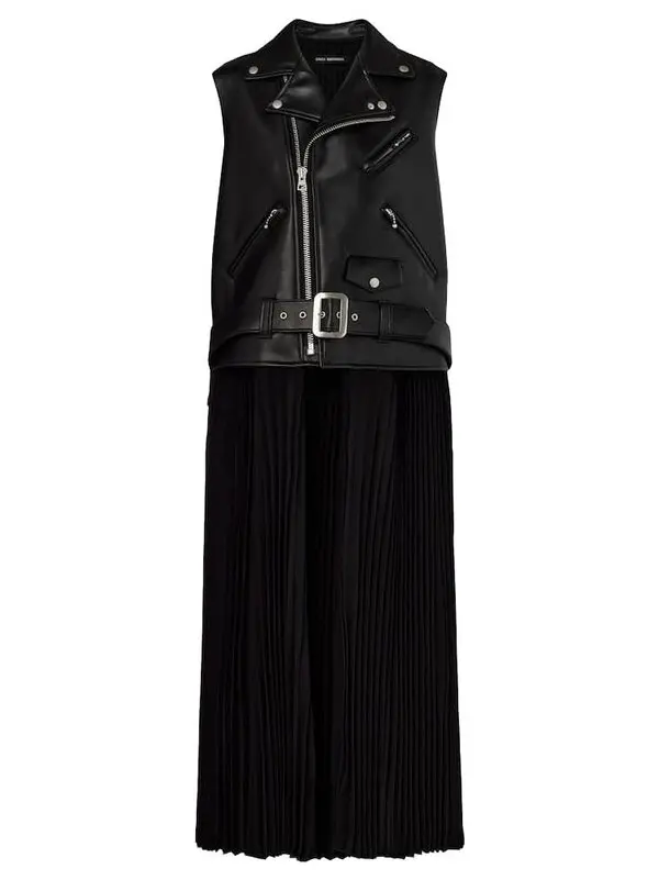 Junya Watanabe Faux Leather And Jersey Maxi Dress - Black