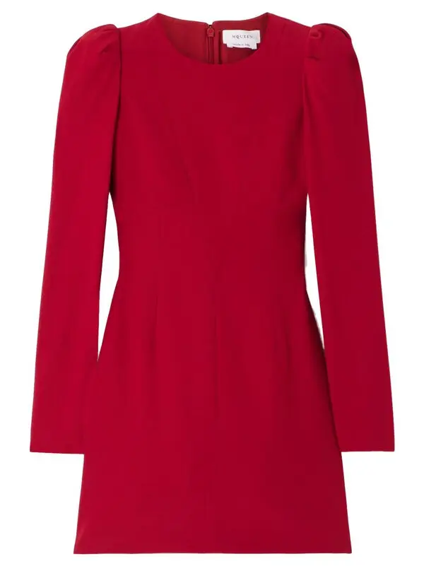 Alexander McQueen Crepe Mini Dress - Red