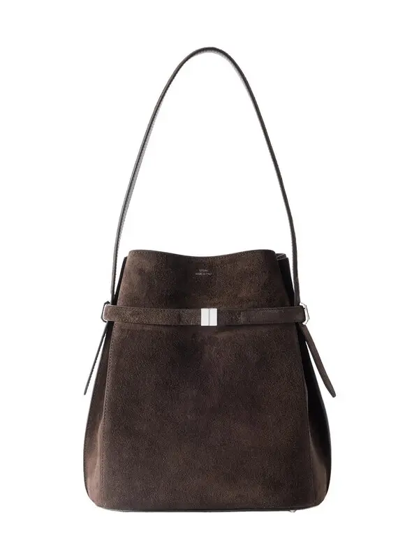 TOTÊME Belted Suede Tote - Brown