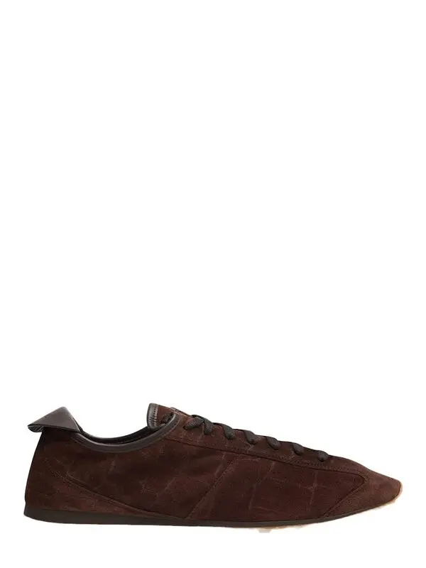 Jacquemus Les Tennis Croc-embossed Suede Sneakers - Dark Brown