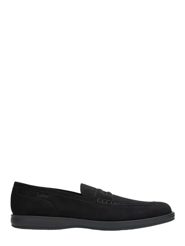 Brioni Journey Suede Penny Loafers - Black