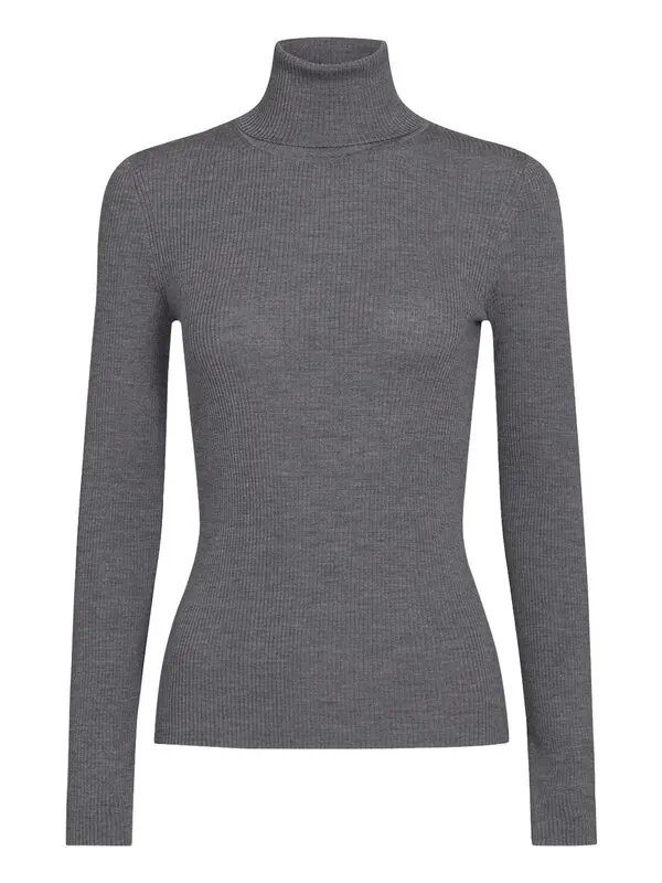 TWP Rib-knit Wool Turtleneck Sweater - Dark Charcoal