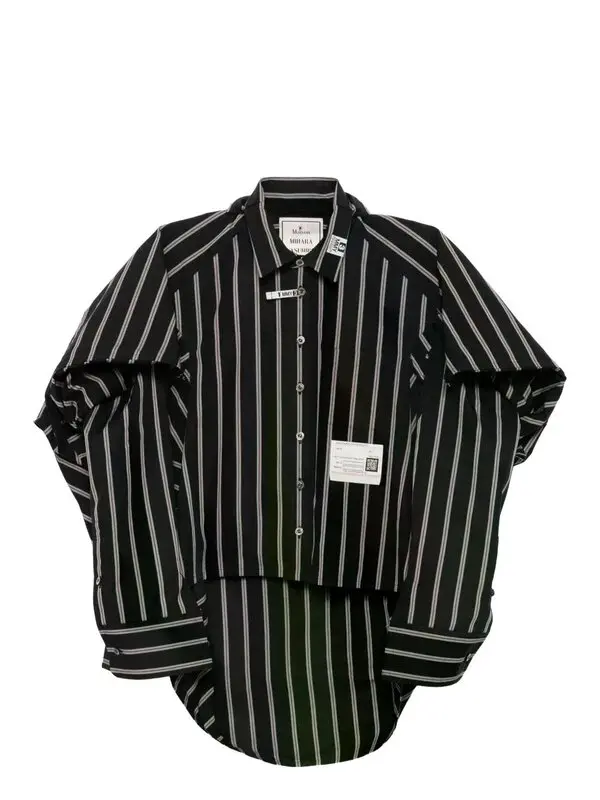 Mihara Yasuhiro Asymmetric Striped Shirt - Black