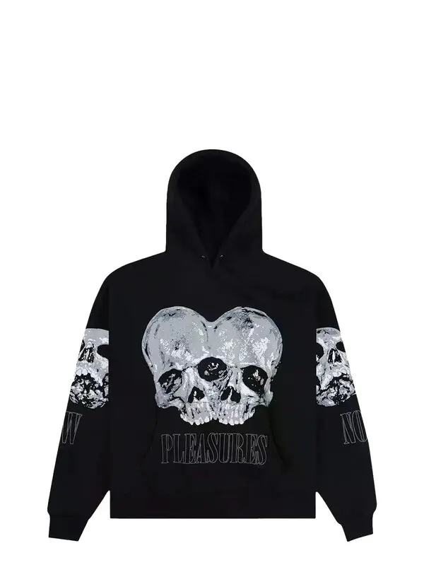 PLEASURES Double Skull Printed Hoodie - Black