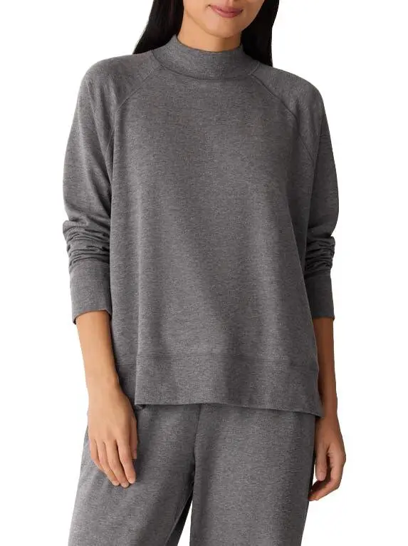 Eileen Fisher Mock Neck Long Sleeve Top - Ash