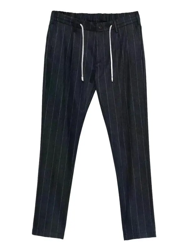 Eleventy Pinstripe Drawstring Trousers - Blue