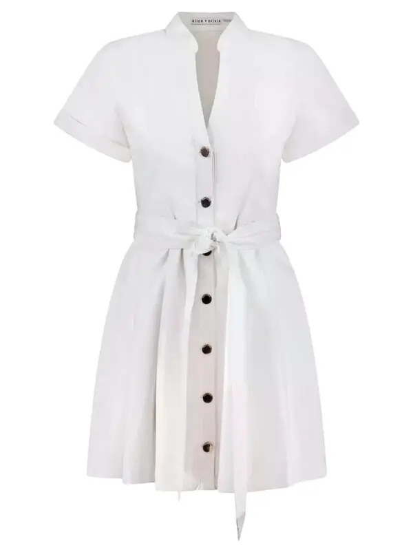 Alice + Olivia Lucy Button-front Pleated Mini Dress - Neutrals
