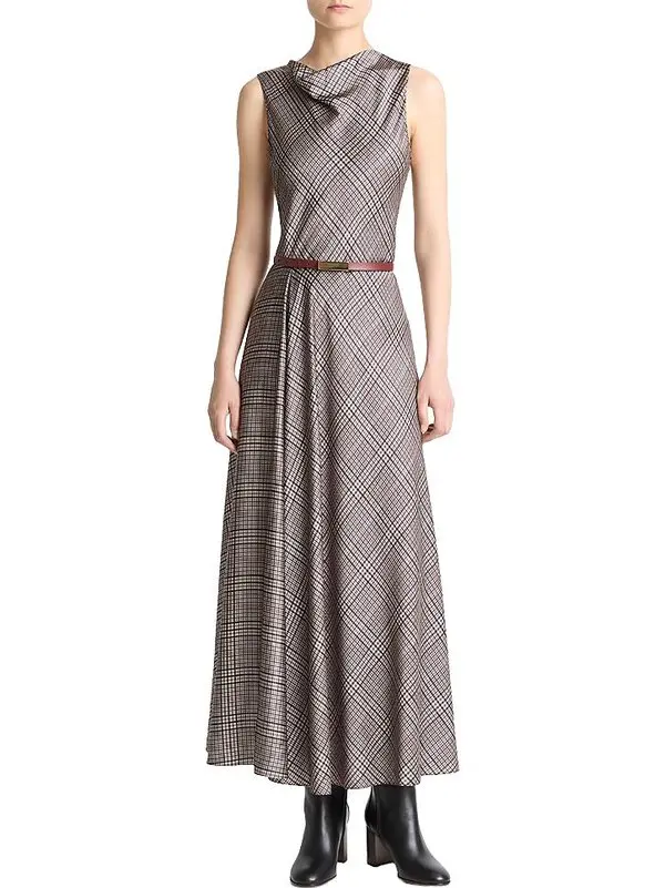 Vince Plaid Cowlneck Dress - Multi Plaid