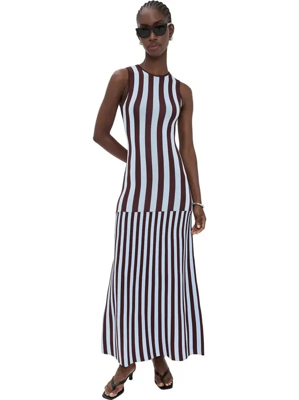 Solid & Striped The Petra Stripe Dress - Twilight/raisin Brown