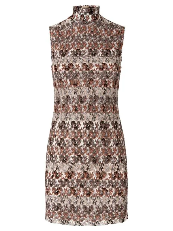Missoni Sleeveless Floral Lace Mini Dress - Marrone Chiaro