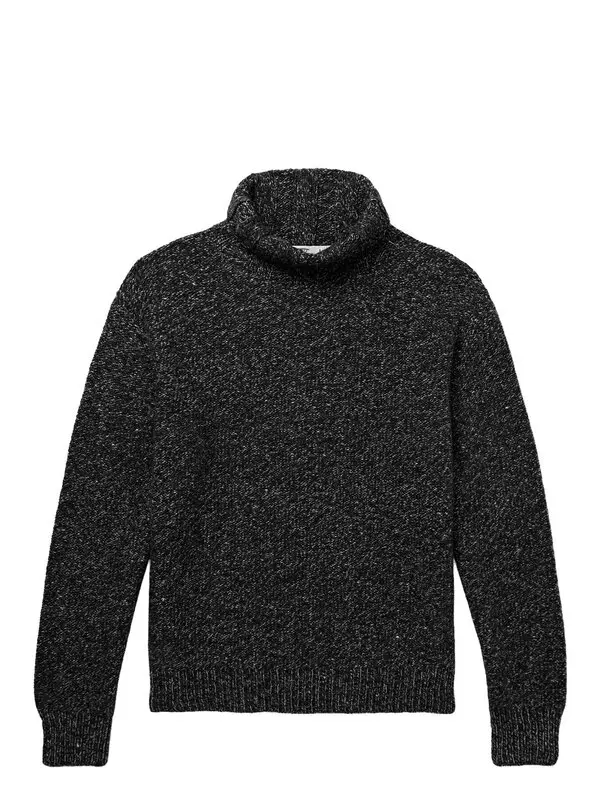 Inis Meáin Organic Cashmere Rollneck Sweater - Black