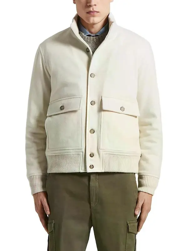 Peserico Ribbed-collar Flap-pocket Jacket - Neutrals