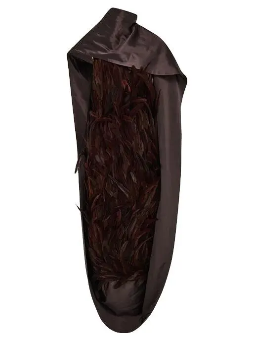 FERRAGAMO Feather-embellished Evening Dress - Brown