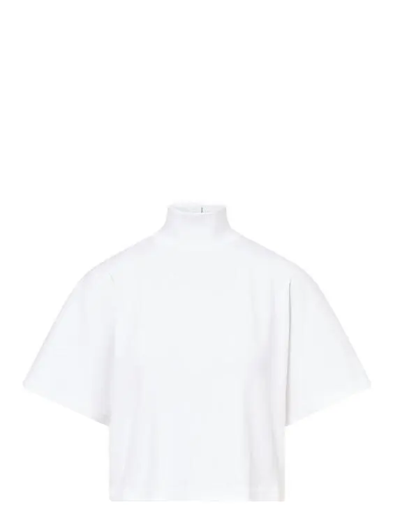 Alaïa High Neck Cotton Top - Blanc
