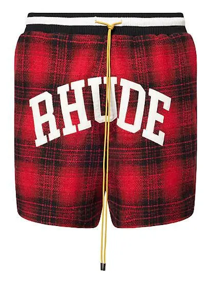 Rhude Collegiate Court Check-print Woven Shorts - Red Black