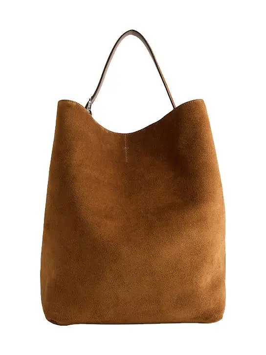 TOTÊME Belted Suede Tote Bag - Tan
