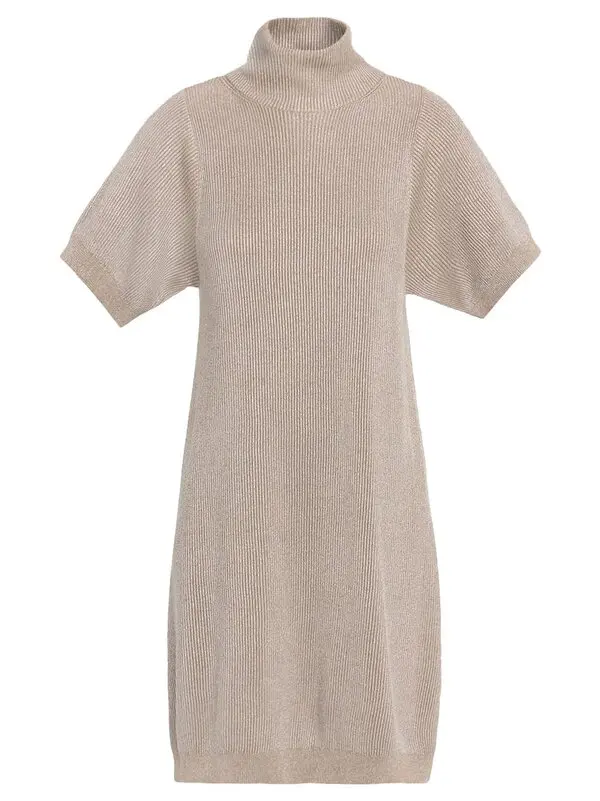 Brunello Cucinelli Sparkling Cotton Mini Sweater Dress - Nutshell