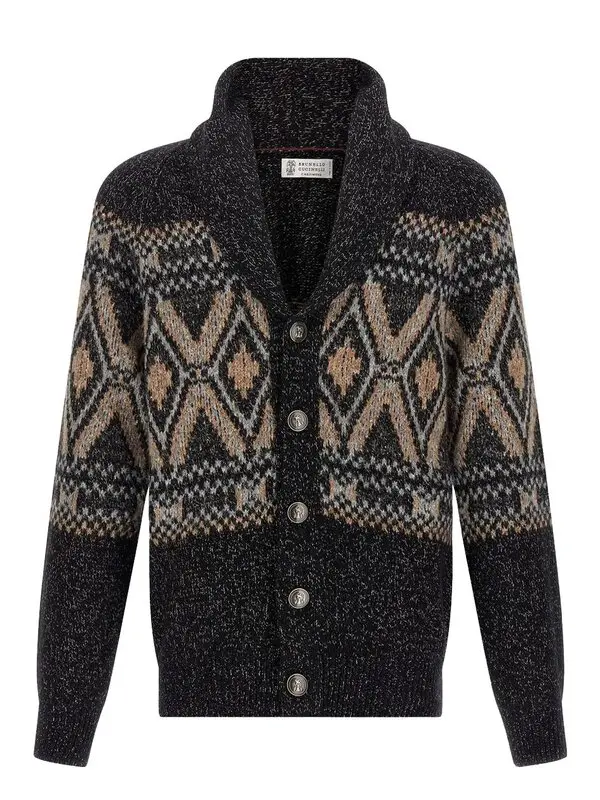 Brunello Cucinelli Geometric Jacquard Cardigan - Multicolor