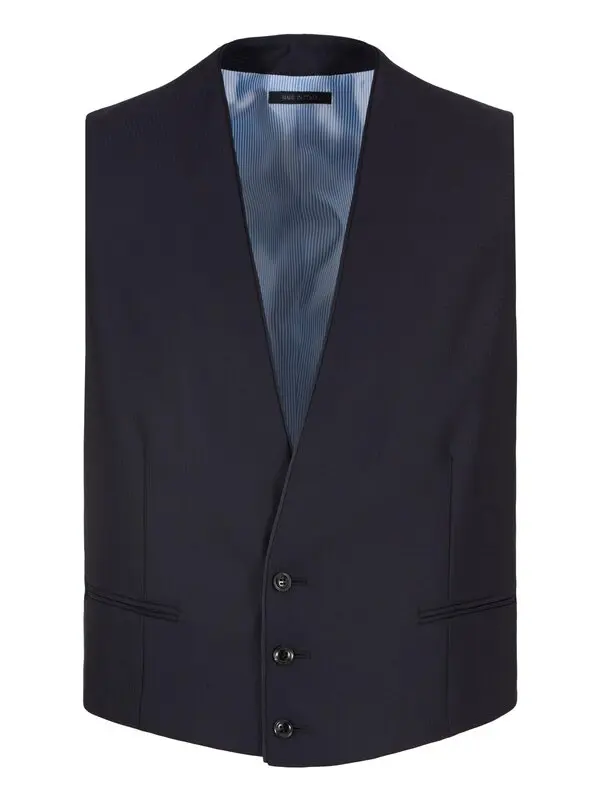 Giorgio Armani Single-breasted Micro Gingham Waistcoat - Navy Blue