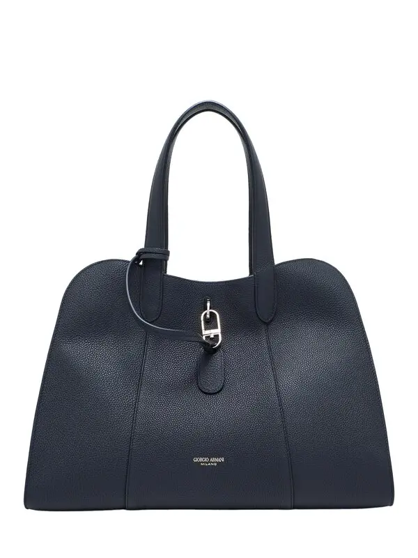 Giorgio Armani Large Pebbled Leather Tote - Black