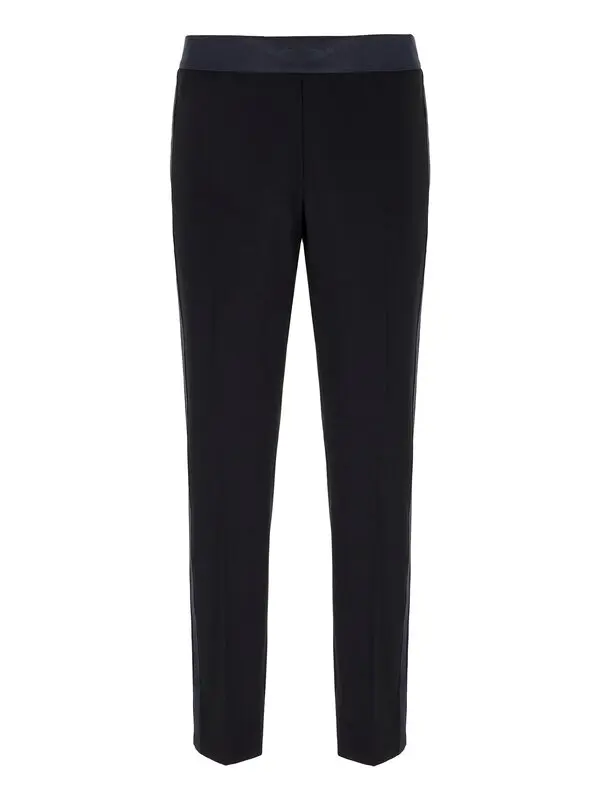 Giorgio Armani Wool Crêpe Trousers With Grosgrain Inserts - Navy Blue