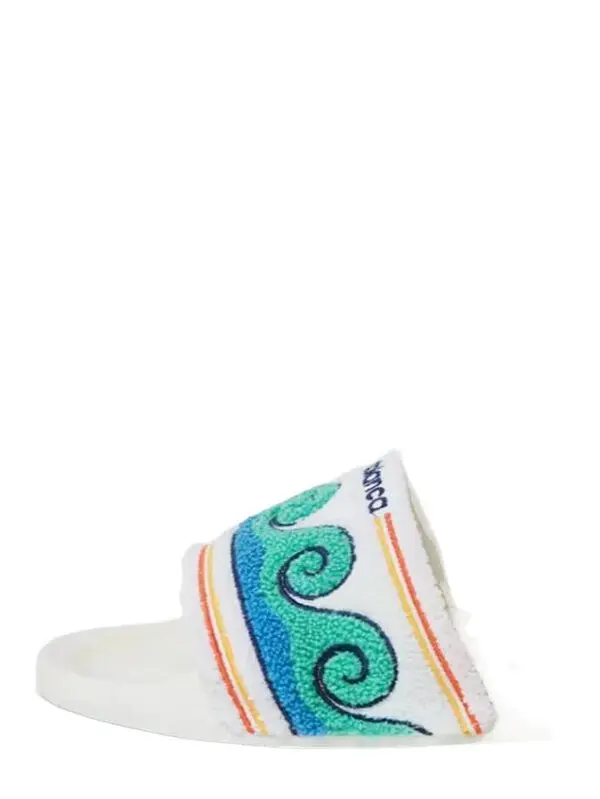 Casablanca Wave-pattern Terry-cloth Slides - White