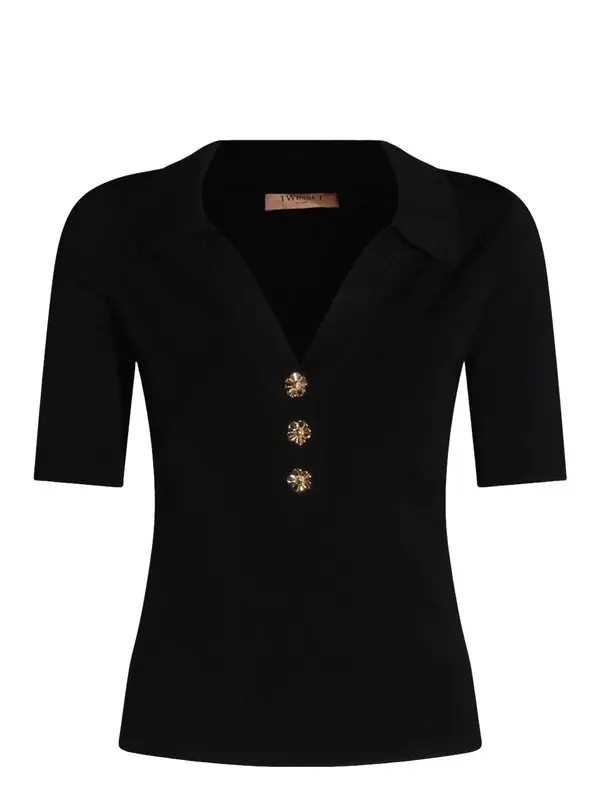 TWINSET Viscose Polo Shirt - Black