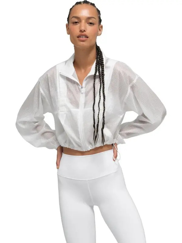 Alo Yoga Game Time Full-zip Cropped Jacket - White
