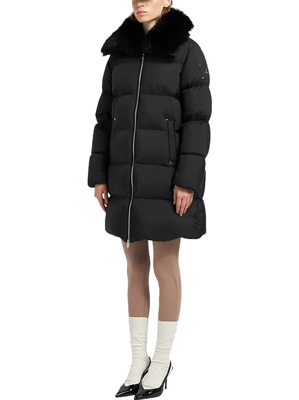 Moose Knuckles Shearling Trim Down Coat - Black